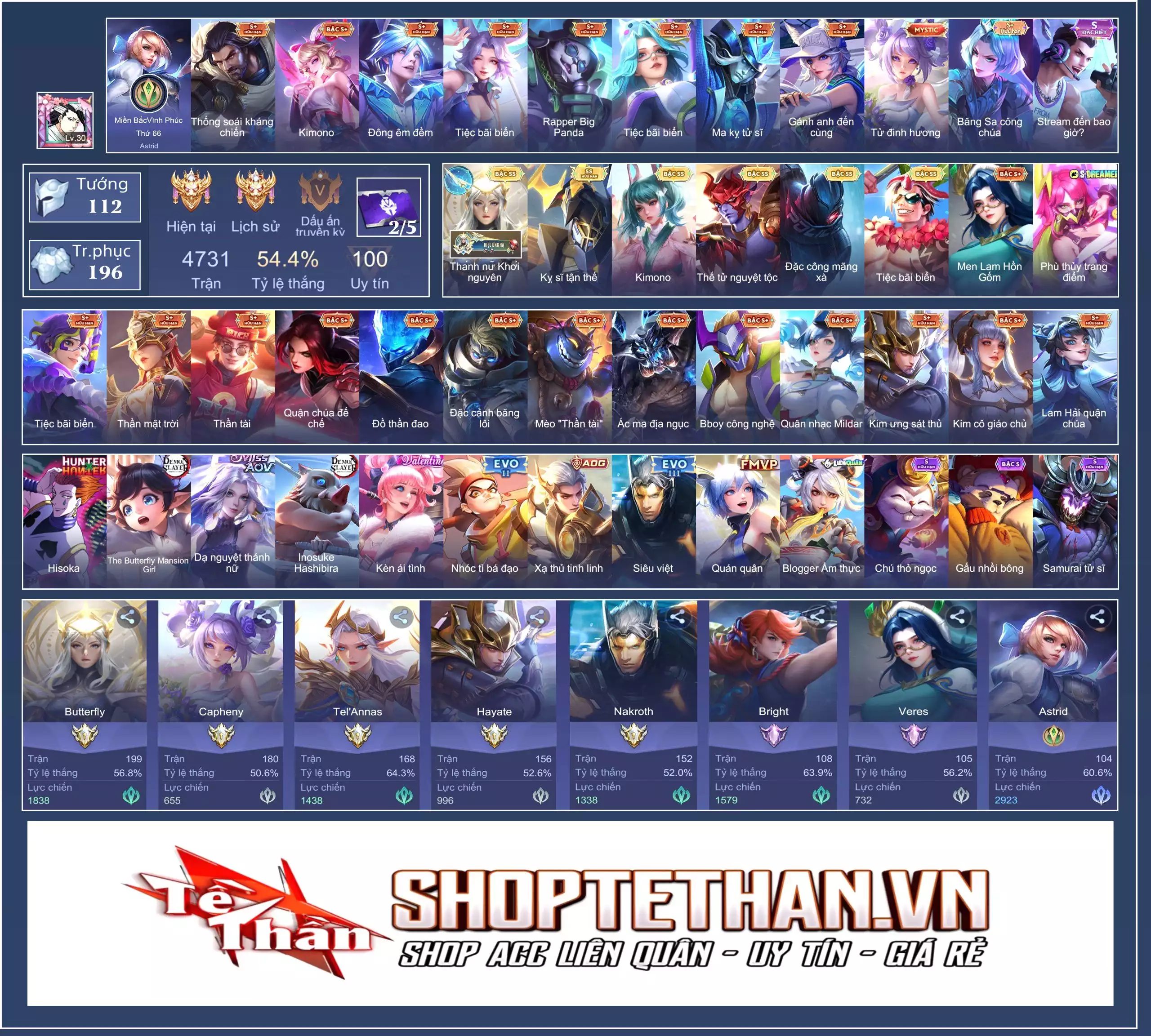 Acc #20296: Triệu vân kỵ sĩ tận thế, Butterfly thánh nữ khởi nguyên, Capheny kimono, Capheny tử ...