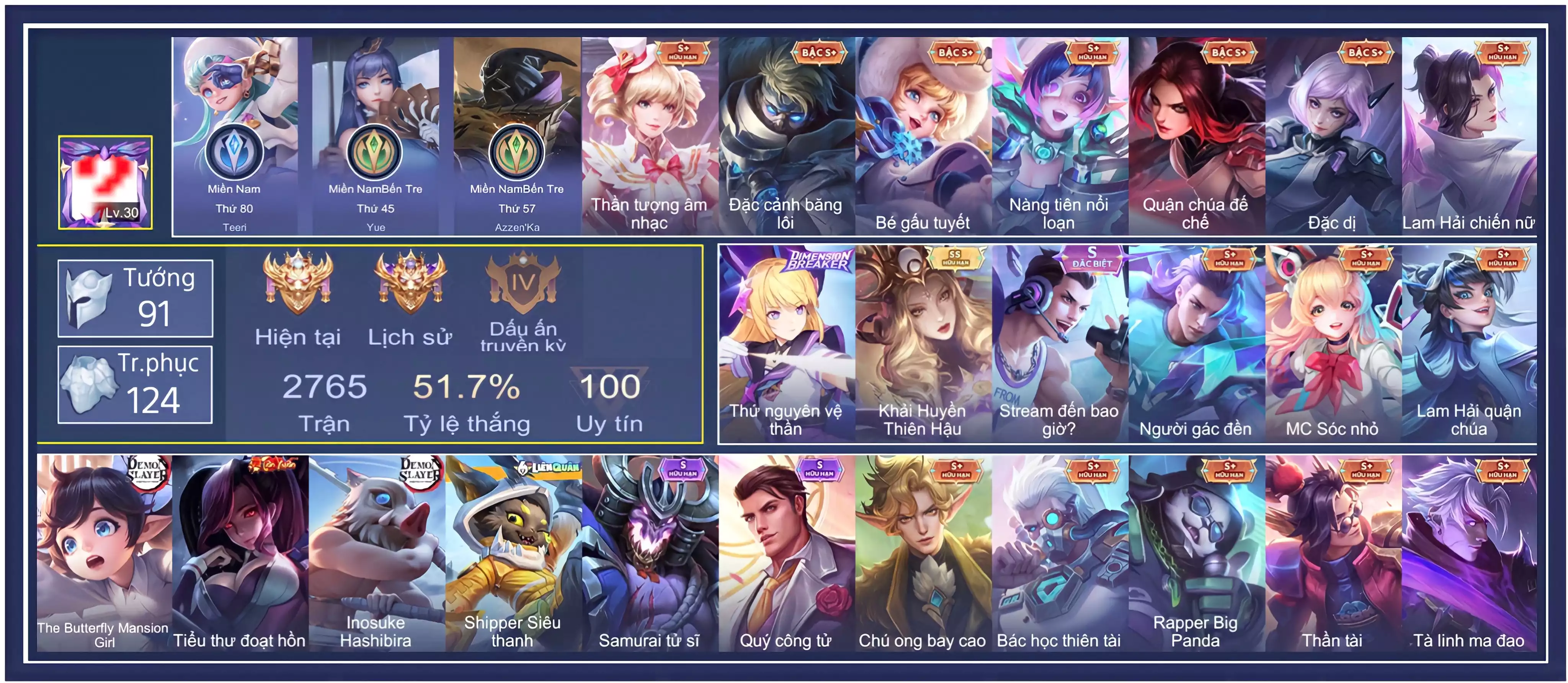 Acc #18339: Tel Vệ Thần SSS , Iluima Khải Huyền , Aya MC, Aoi Lam Hải ...