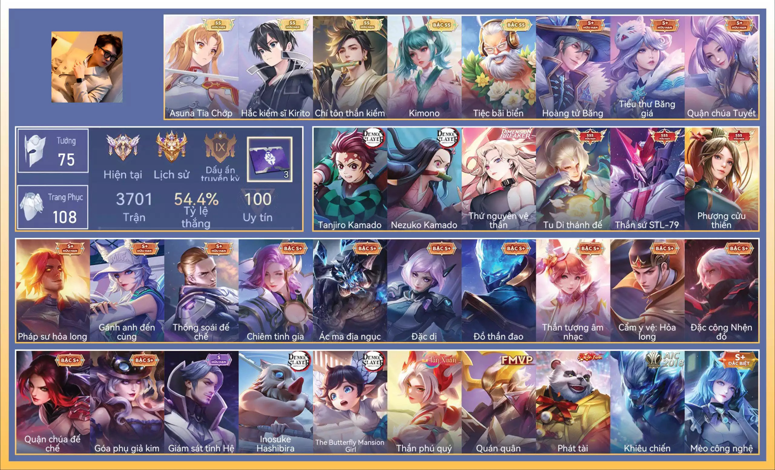 Acc #27871: Acc liên quân vip: Yan tanjiro, Keera nezuko, Kirito/Asuna ...