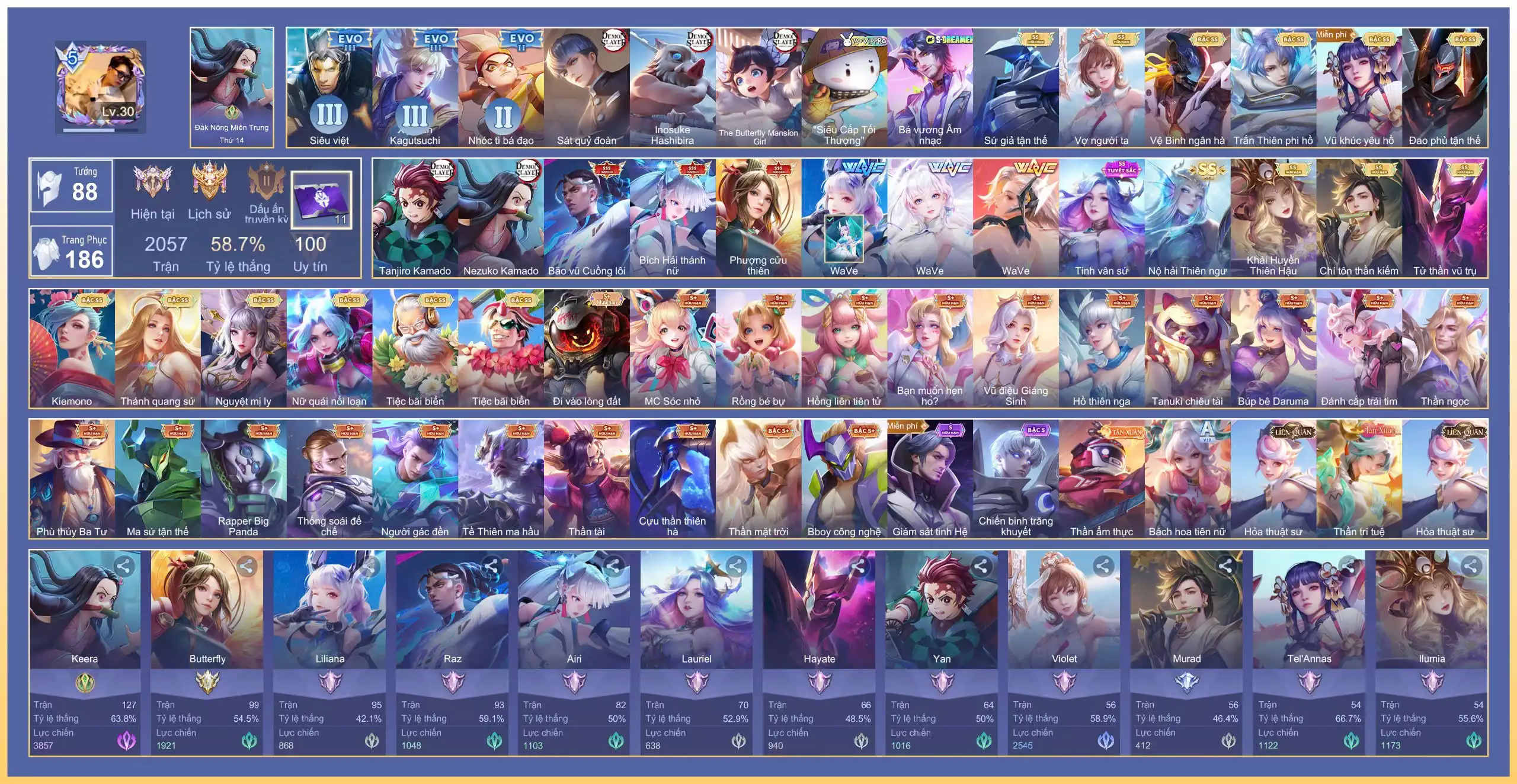 Acc #39329: Yan tanjiro, Keera nezuko, Raz SSS, Airi bích hải, Butter ...