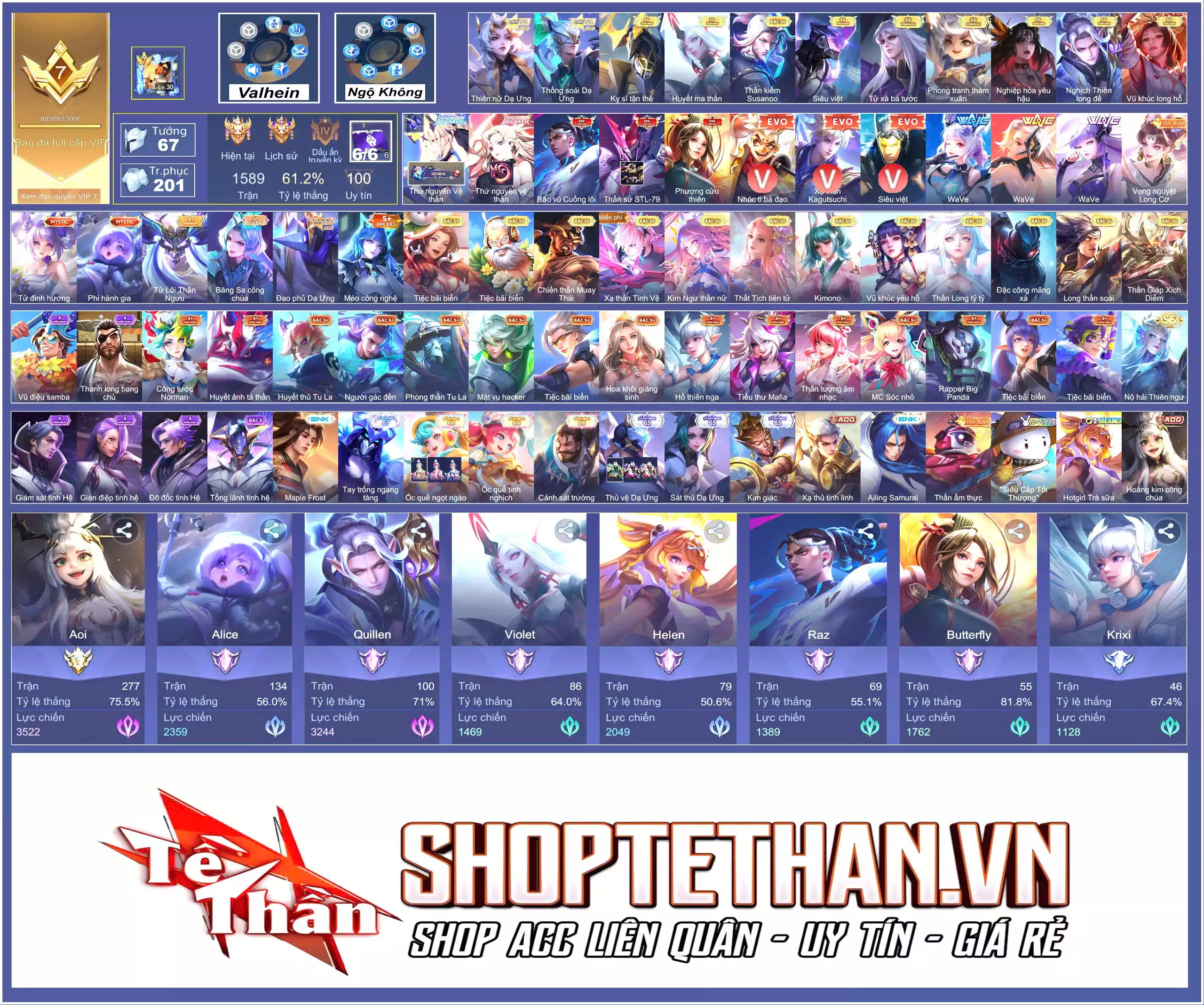 Acc #41494: |CÁC SKIN SSS: Butterfly Phượng Cửu Thiên, Lauriel Thứ ...