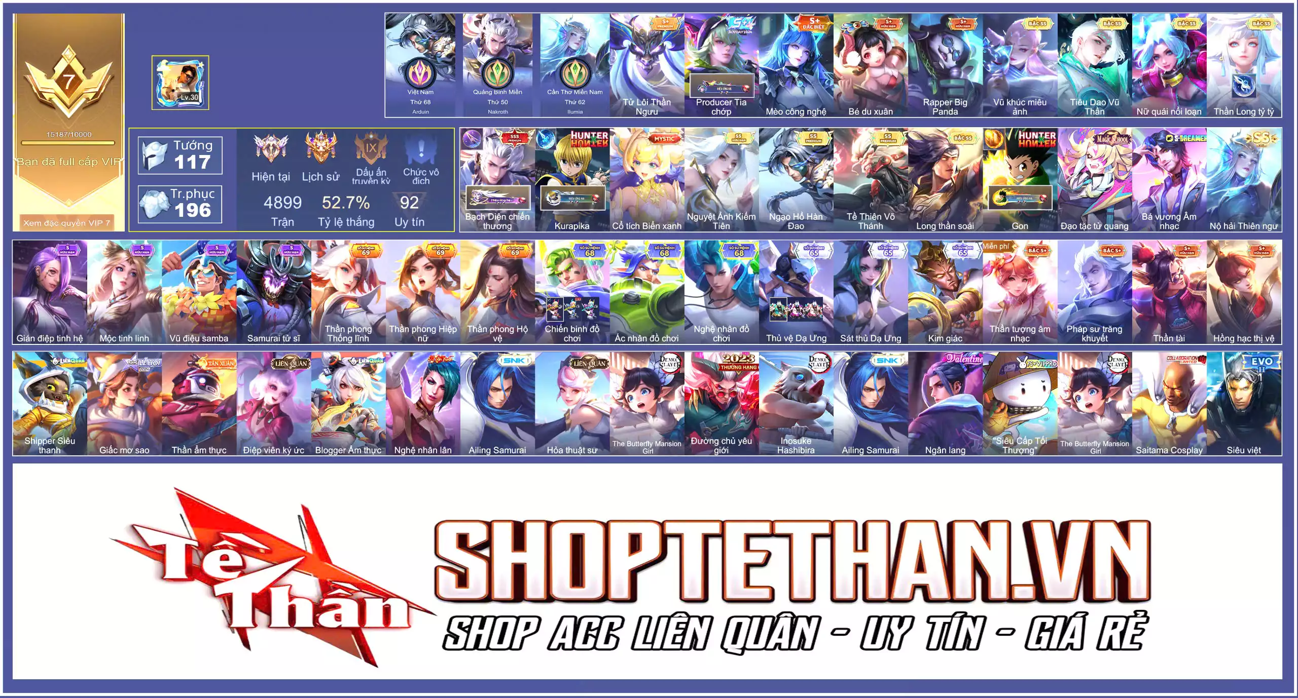 Acc #45055: TOP VN: Arduin ngạo hổ hàn đao, Nakroth Bạch diện chiến ...