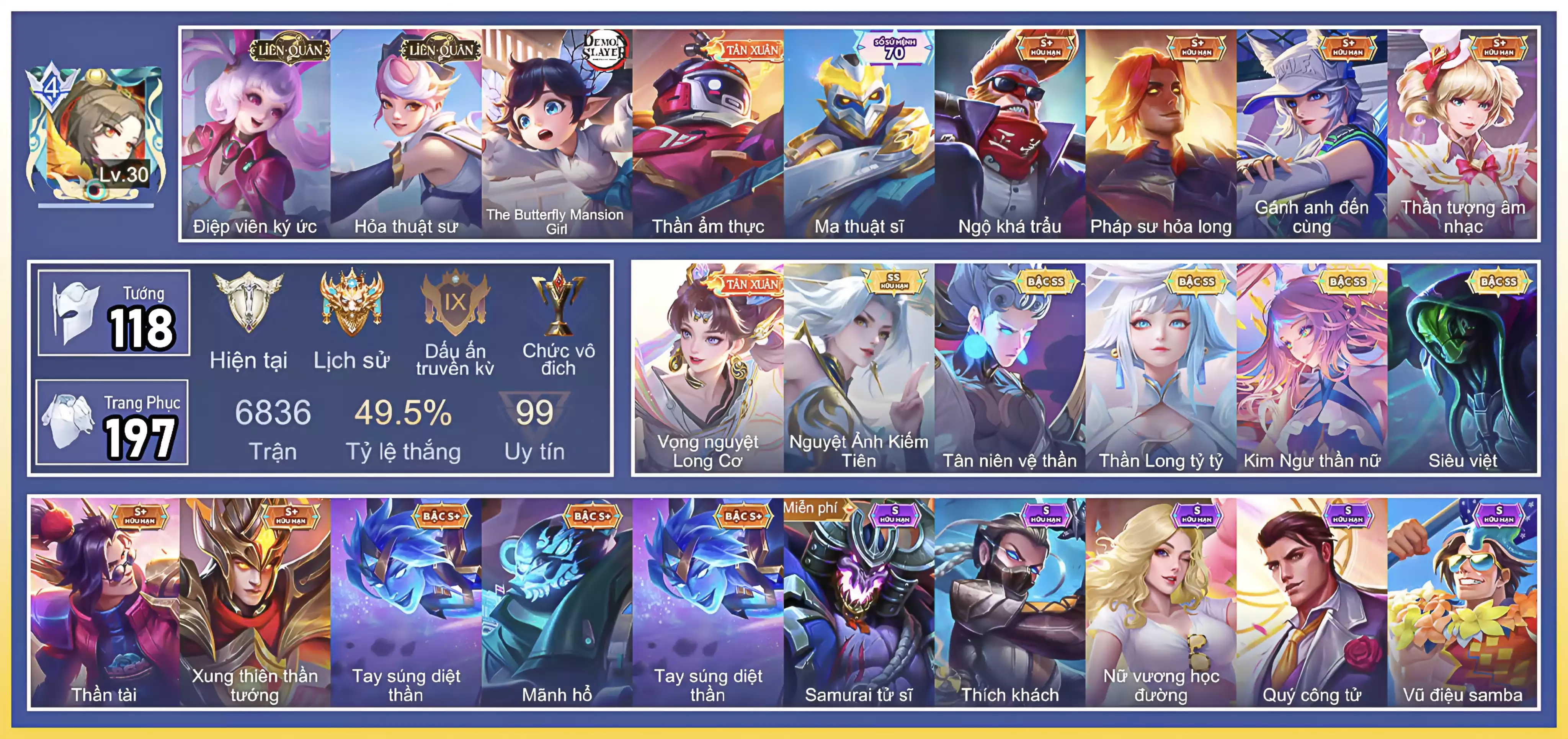 Acc #43895: Vio tân xuân,Natalya kiếm tiên,Vio thần long tỷ tỷ…, giá 850,000 đ