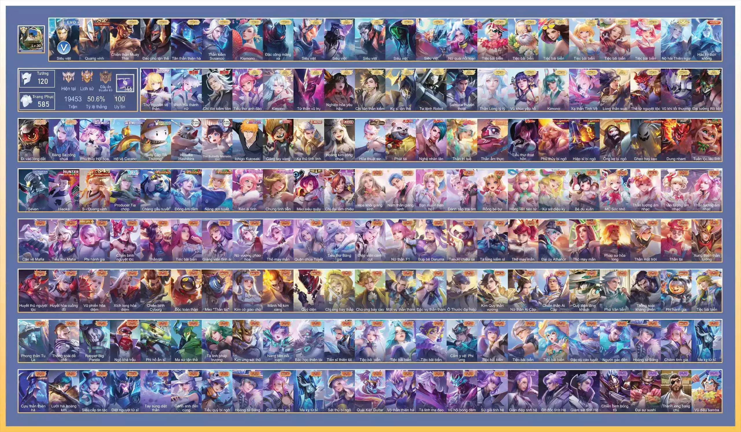 Acc #46135: 5xx skin : Tellanas Vệ Thần, Airi Bích Hải, Tulen Chí Tôn ...