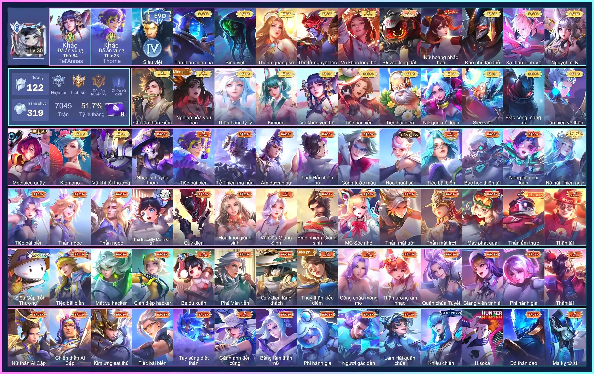 Acc #53371: Violet Thần long tỷ tỷ, TelAnnas Vũ khúc yêu hồ, Yorn Thế Tử Nguyệt Tộc, Tulen Tân ...